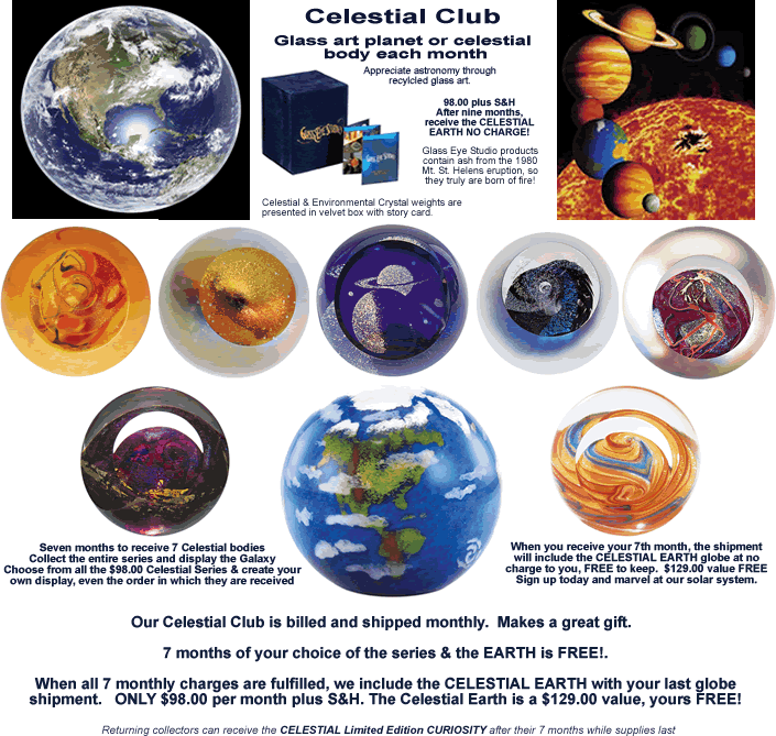 Glass Eye Studios Crystal hand blown planets